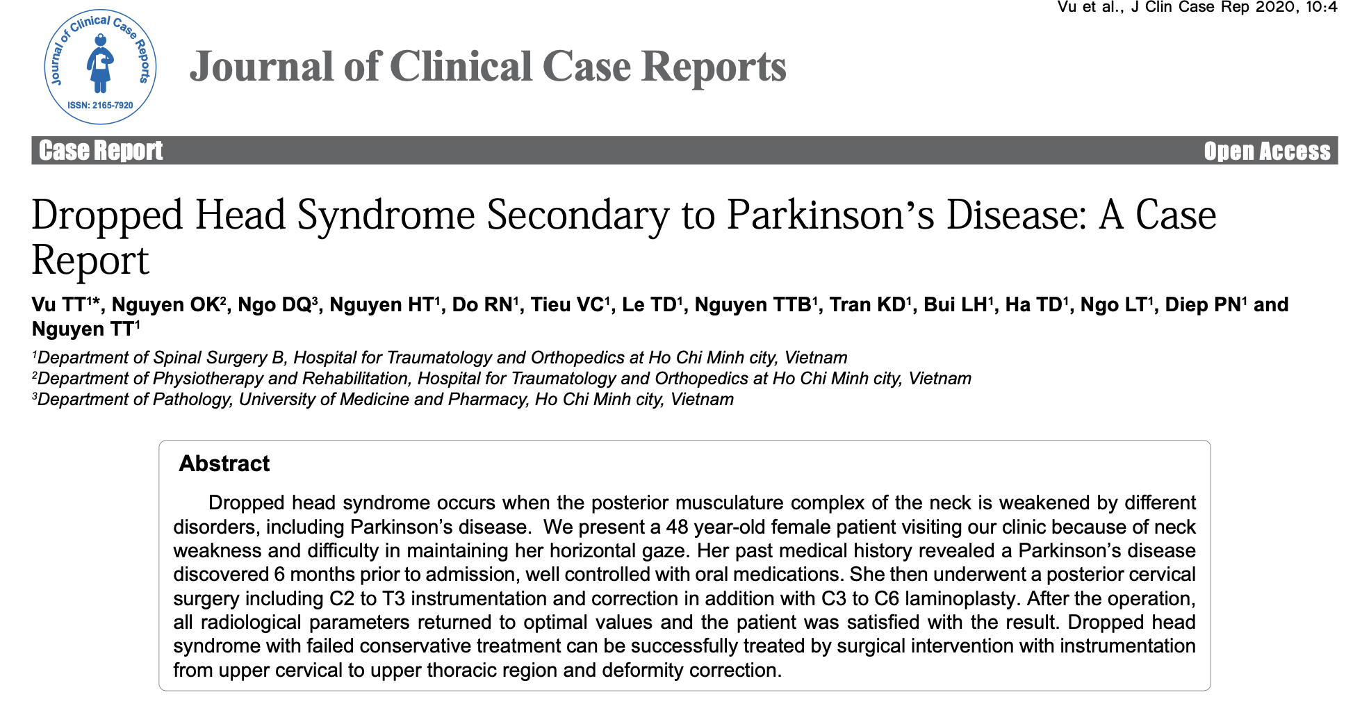 Case report: Dropped head syndrome